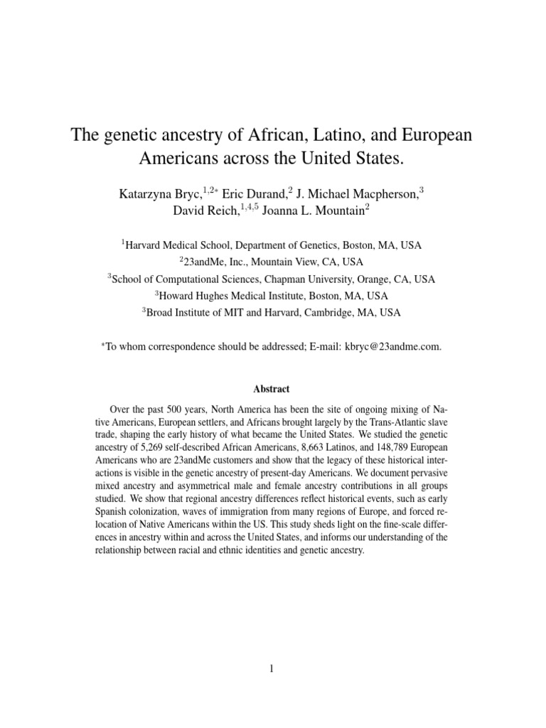Genetic Ancestry of African Americans, Latinos & European Americans ...