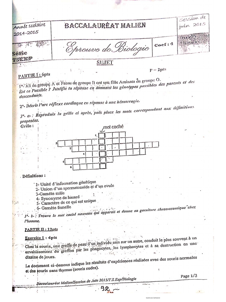 Bac Bio Et Géo Sujet Et Corrigés. | PDF