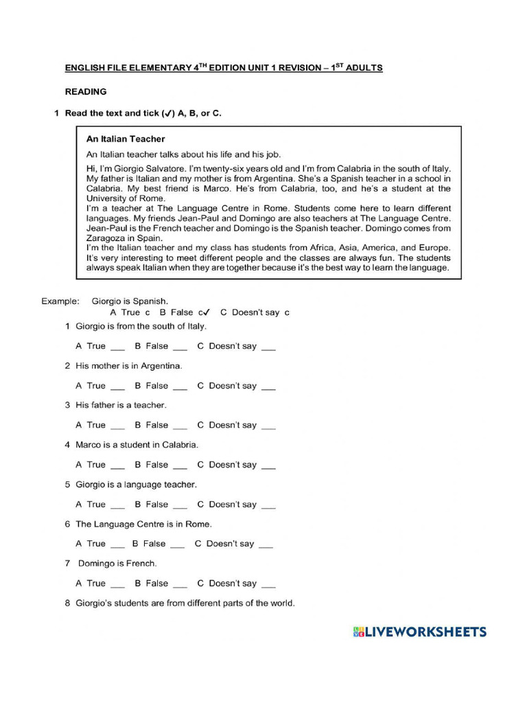 Worksheet 2119958 | PDF