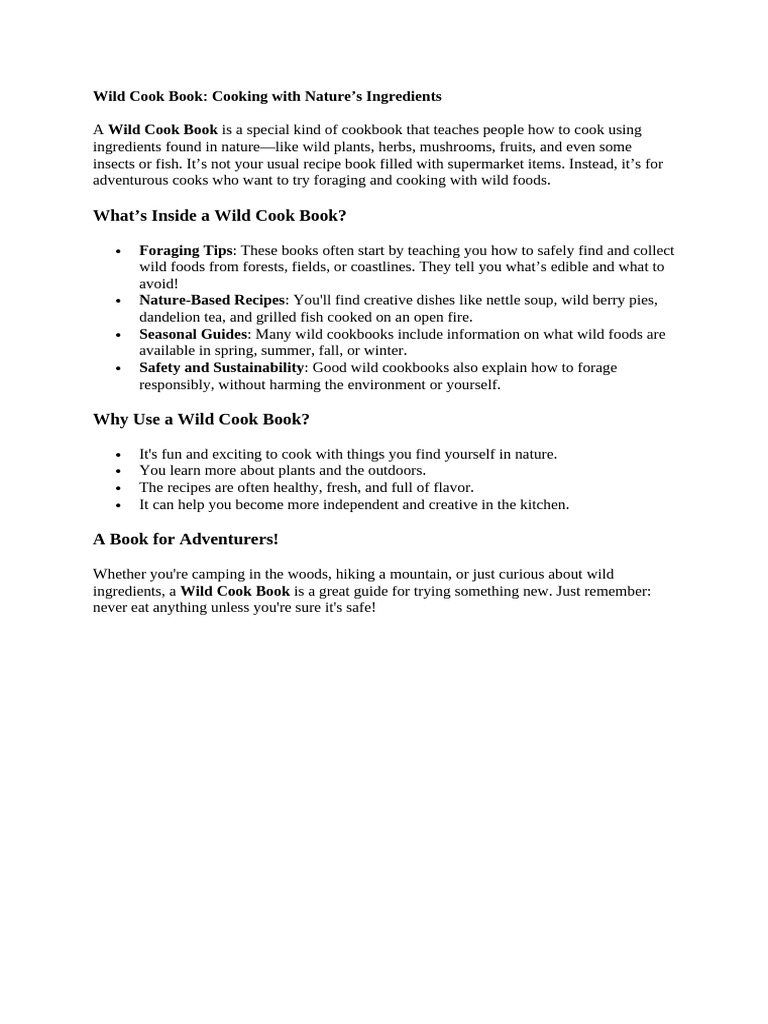 Wild Cook Book | PDF