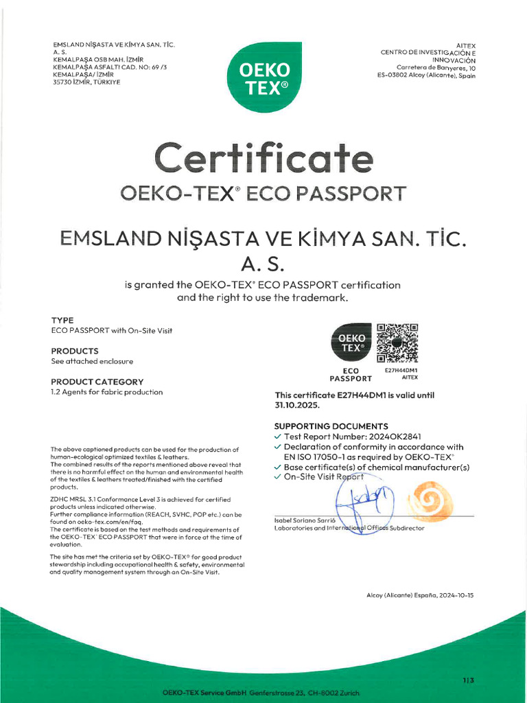 Oeko-Tex Eco Passport | PDF