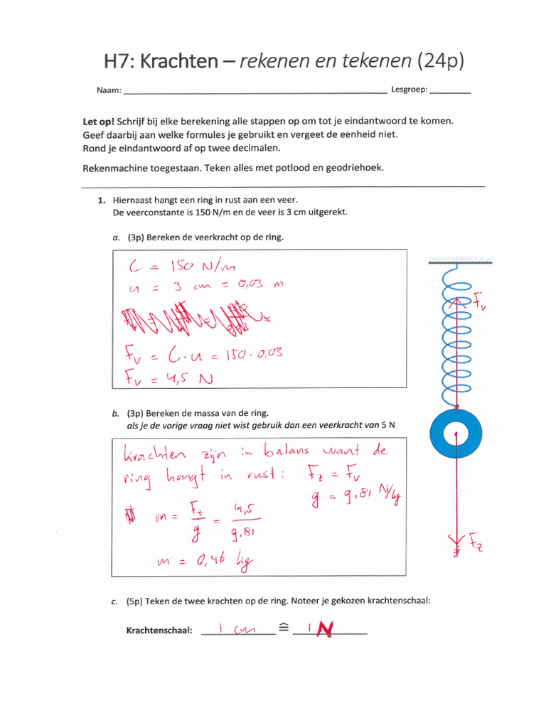 Uitwerkingen Oefentoets H7 | PDF