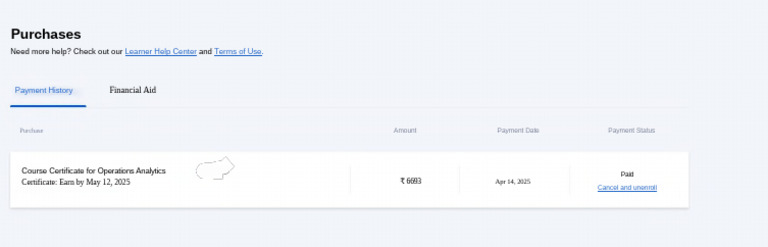 Coursera Payment Receipt | PDF