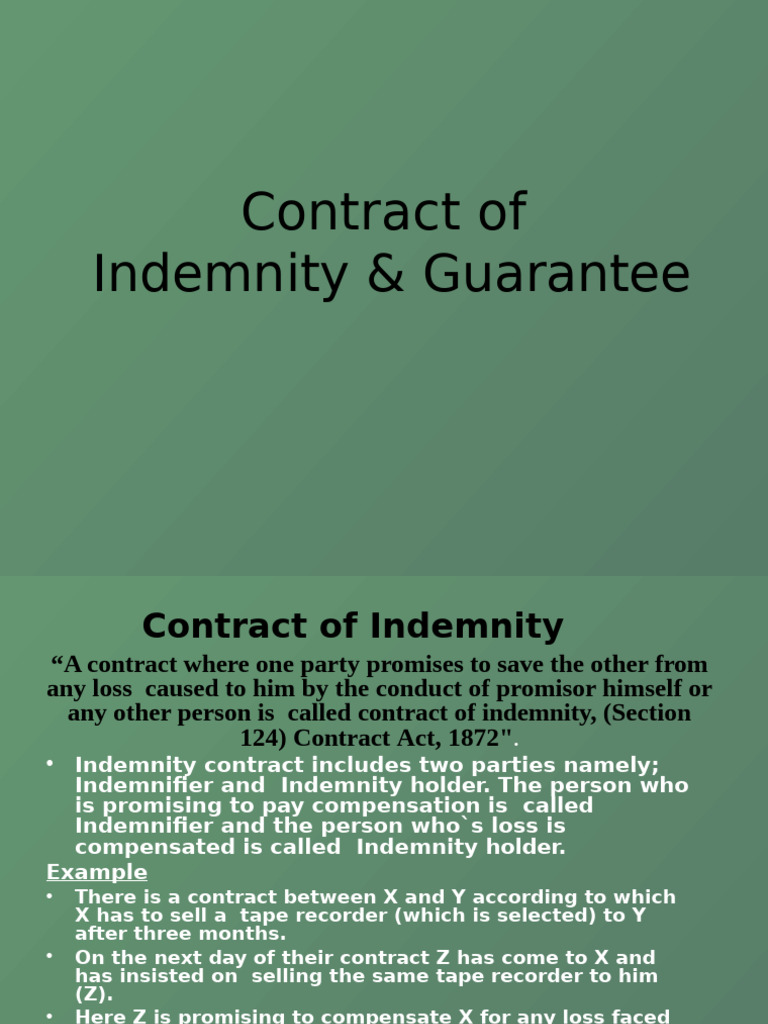 Contract of Indemnity & Guarantee 27-04-2023 | PDF | Guarantee | Indemnity