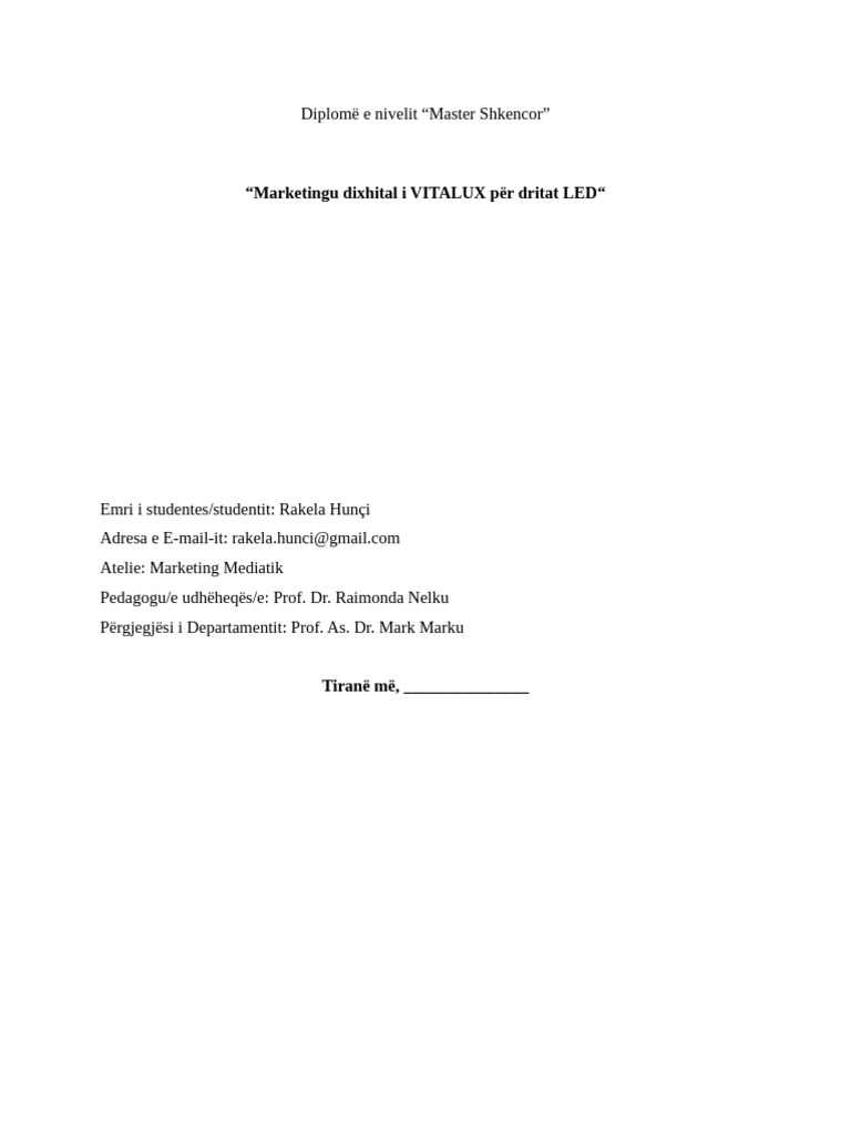 Draft Titujt e Kapitujve Te Diplomes | PDF