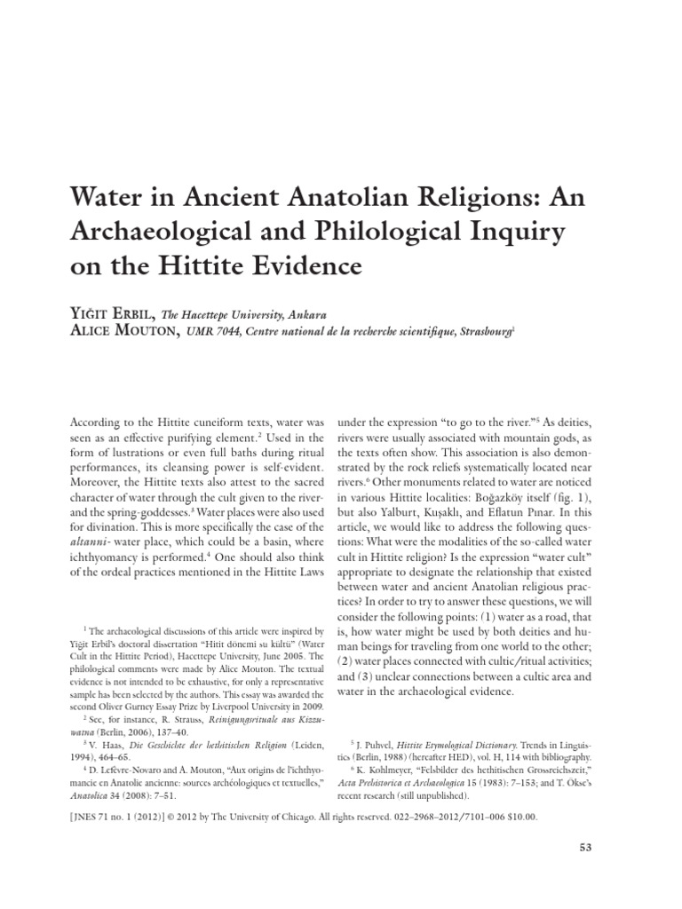 Water in Ancient Anatolian Religions. | PDF | Deities