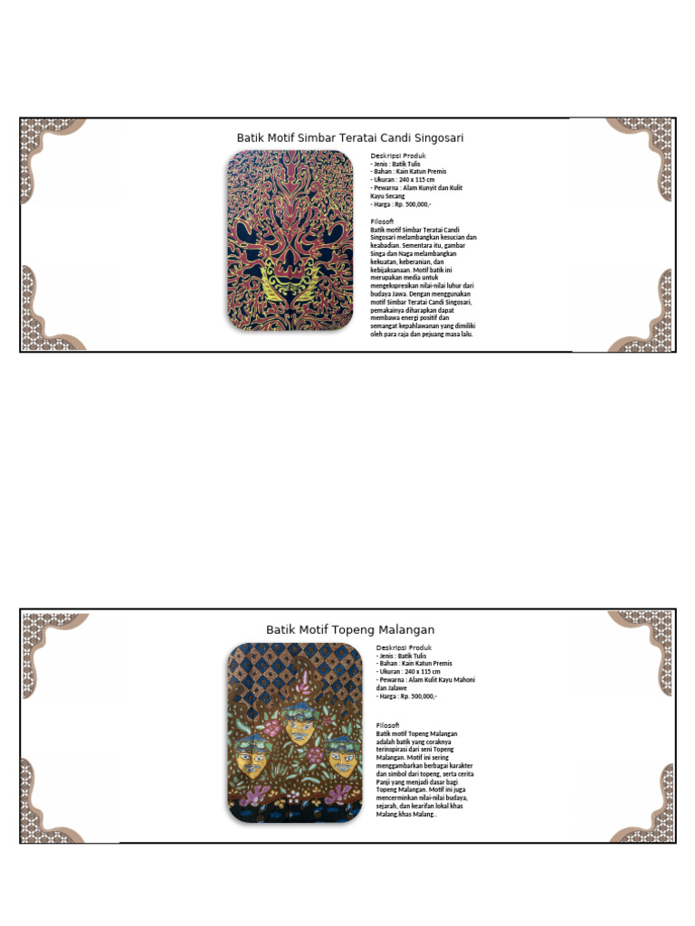 Batik Motif Simbar Teratai Candi | PDF