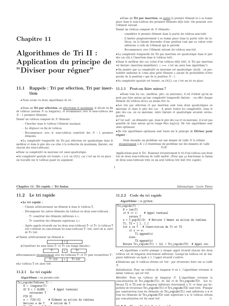 Tri Rapide : Algorithme et Complexité | PDF | Logique mathématique | Programmation informatique