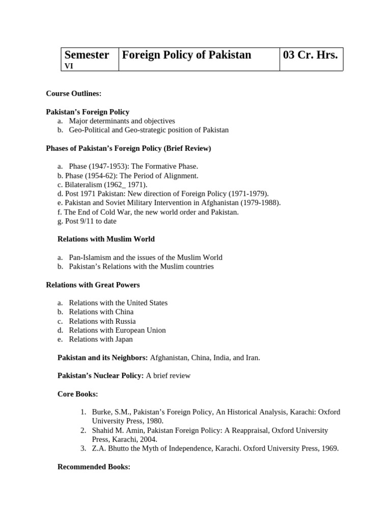 Course Outline 6th Semester by HEC | PDF | Pakistan | Human Rights