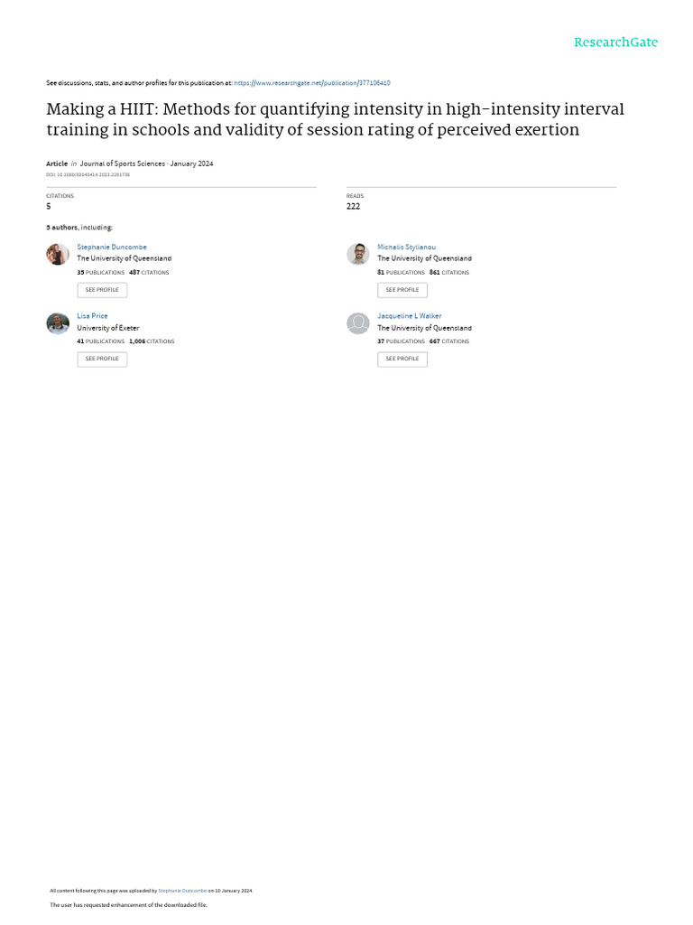 Duncombe 2024 Making A Hiit Methods For Quantifyi | PDF | High ...