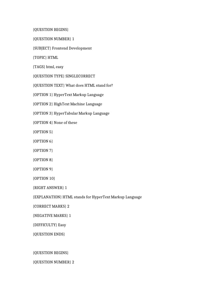 Frontend Dev Quiz Questions | PDF | Html | Html Element