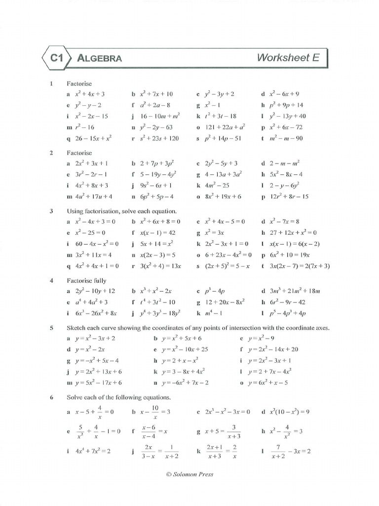 Quadratic Equations - Extra Worksheets | PDF