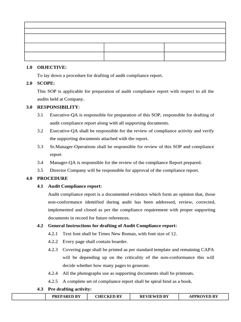Drafting of Audit Compliance Report | PDF | Audit | Auditor's Report