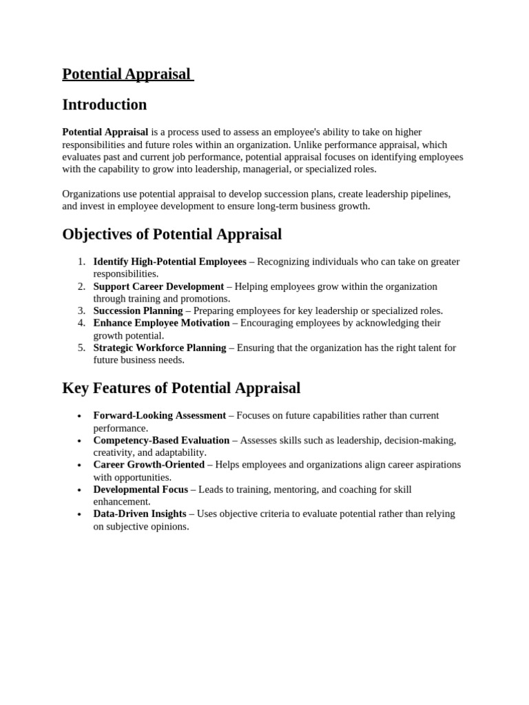 Understanding Potential Appraisal Process | PDF | Performance Appraisal ...