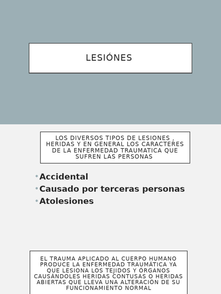 Tipos y Características de Lesiones Traumatológicas | PDF | Herida ...