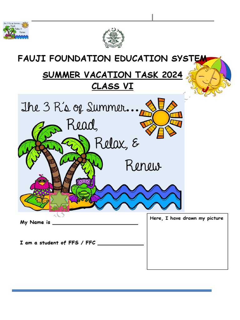 Summer Vacation Task 2024 - Class 6 | PDF | Vocabulary | Human Communication