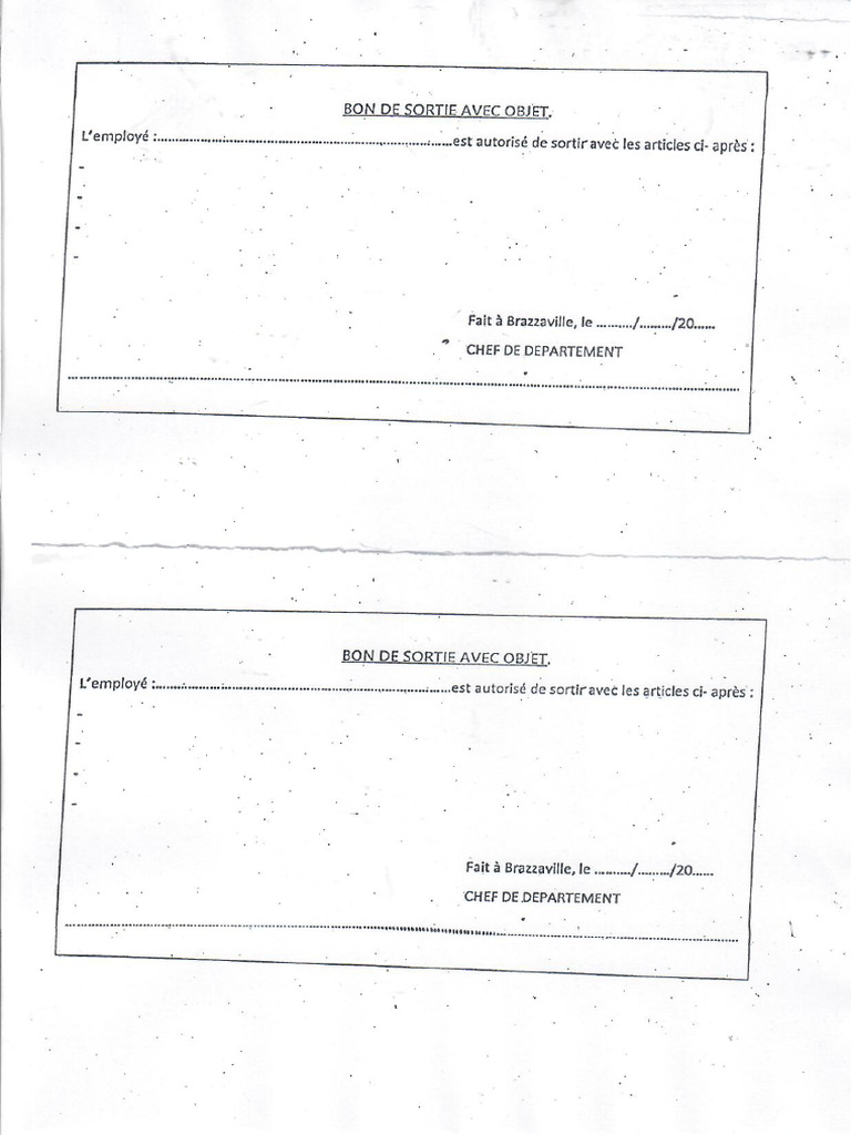 Bon de Sortie Objets | PDF