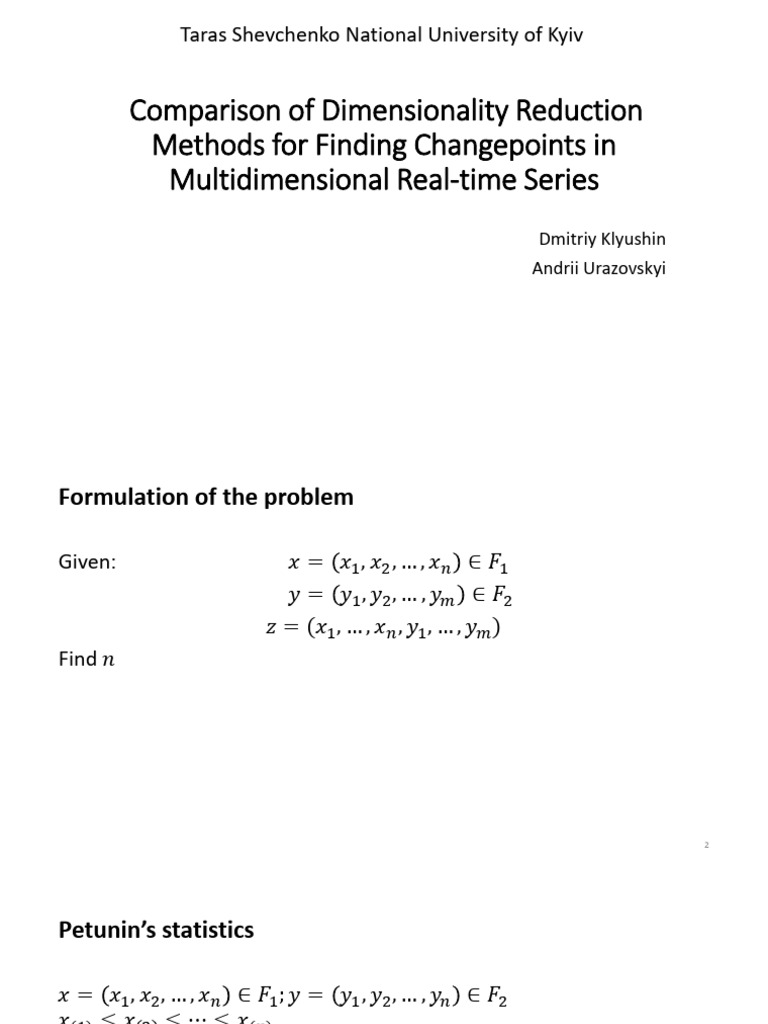 Dimensionality Reduction for Changepoint Detection | PDF | Principal ...