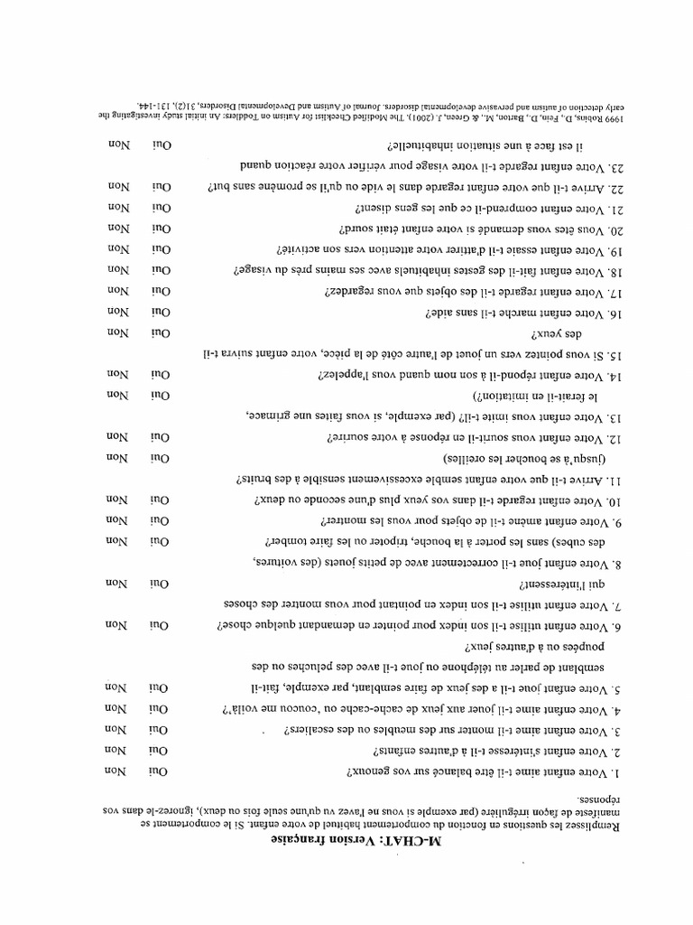 Questionnaire Mchat | PDF