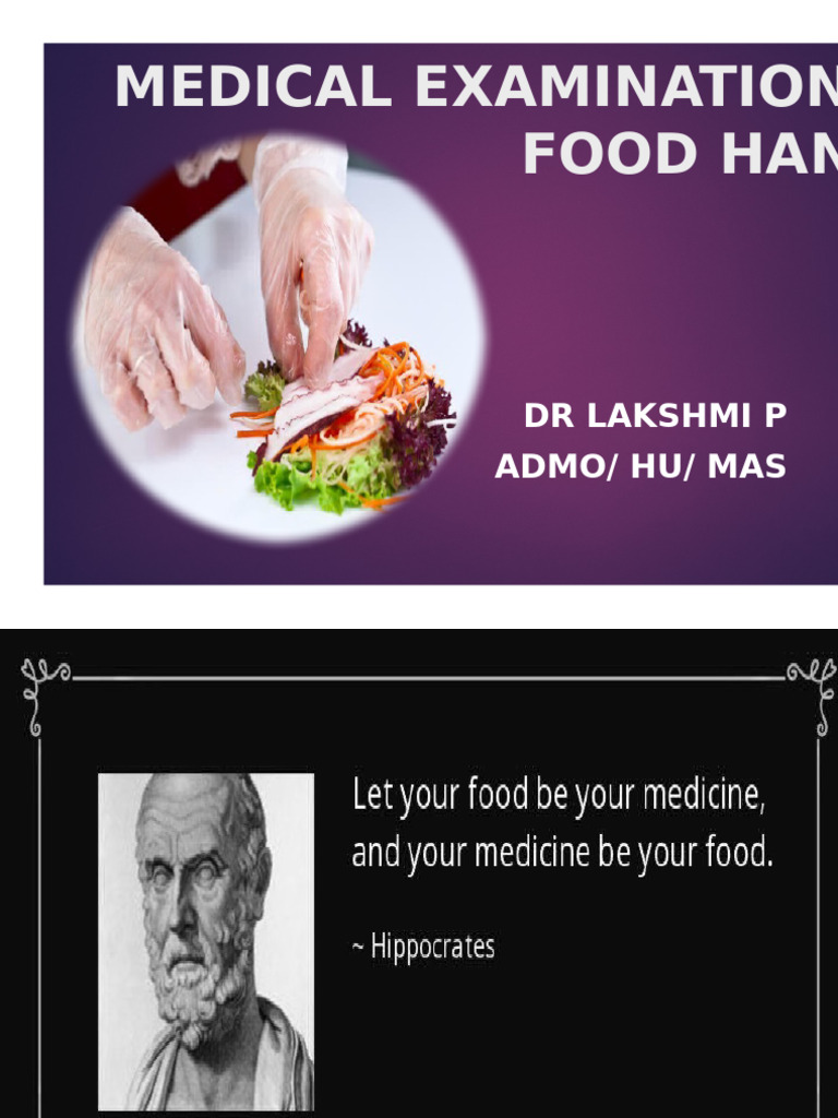 Medical Examination for Food Handlers | PDF | Medical Specialties ...