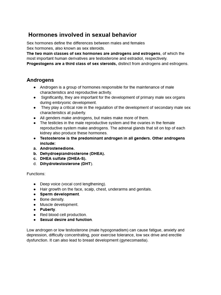 Module 2.2 - Hormones Involved in Sexual Behavior | PDF | Estrogen ...
