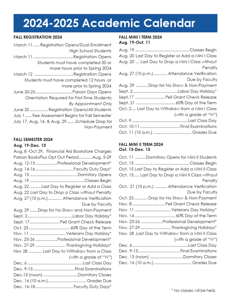 2024-2025 Academic Calendar Overview | PDF | Academic Term ...