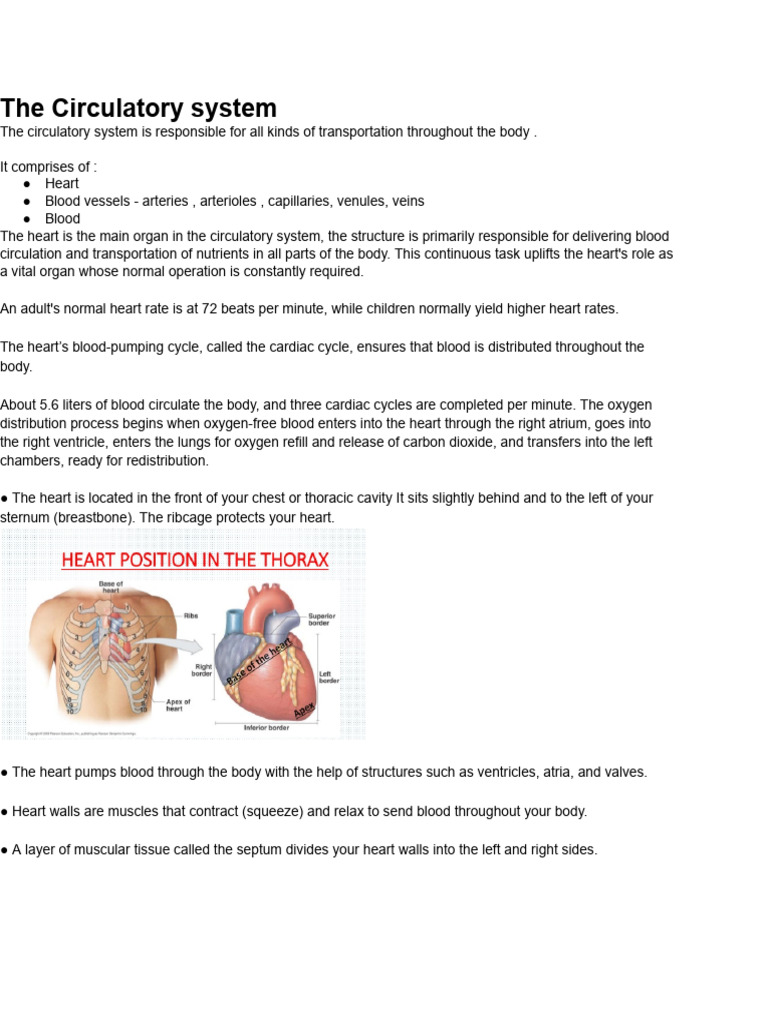 Sem 1 Module 3- Circulatory System. the Heart Structure and Function ...
