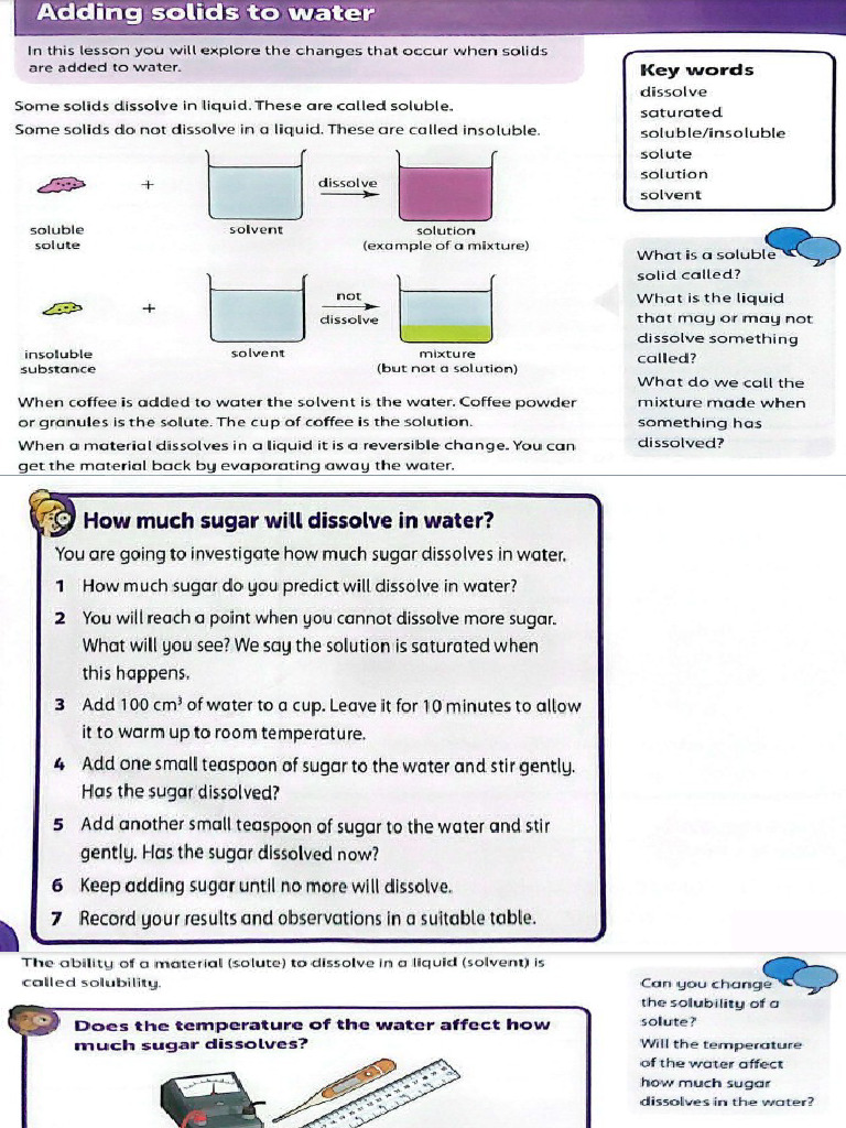 Unit 3 Lesson 6 Adding Solids To Water | PDF