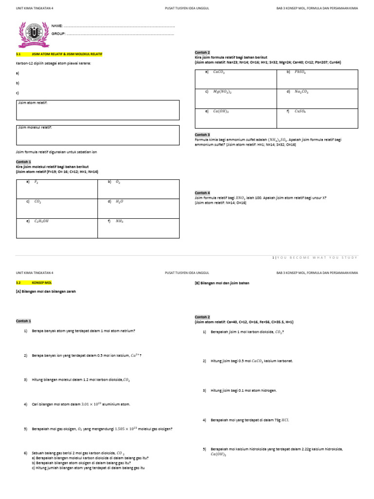 Bab 3 Formula Kimia | PDF