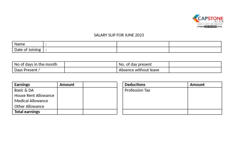 SALARY SLIP Template | PDF