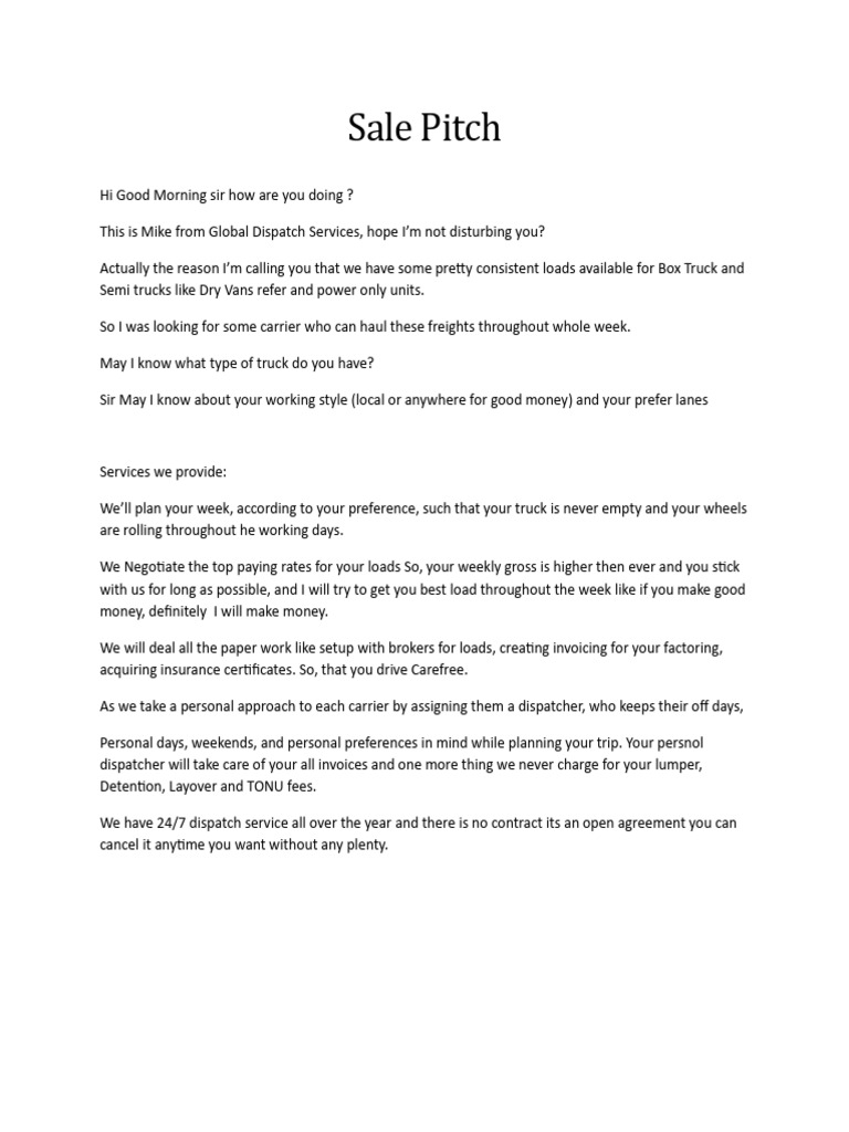 Sale Pitch | PDF