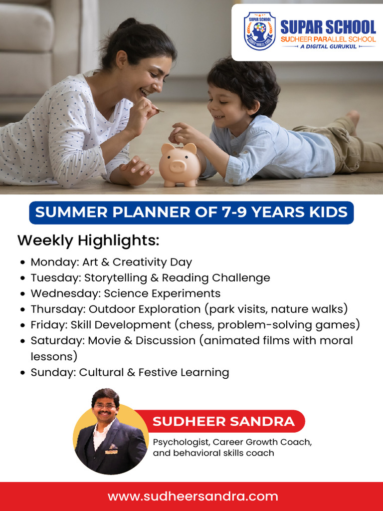 Summer Planner for Kids by Sudheer Sandra | PDF | Storytelling | Psychology