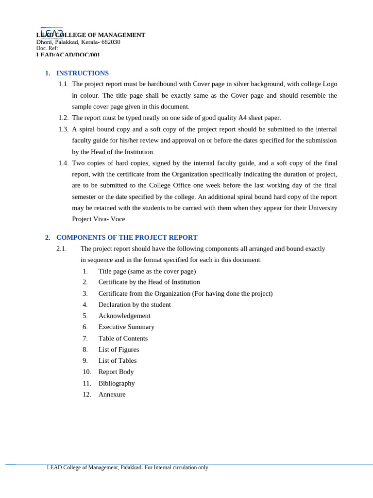 Manual For The Preparation of Major Project Report | PDF | Citation ...