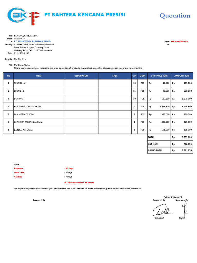 BKP Quo050525187a | PDF