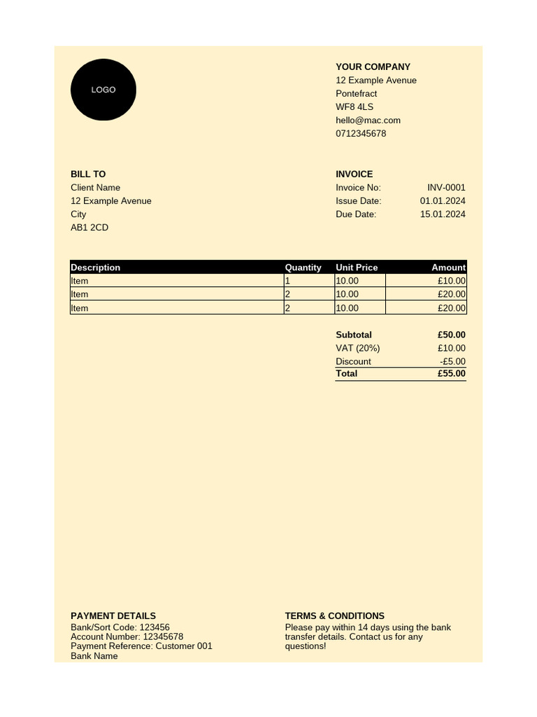 Invoice Template LP en Uk Excel Template 2 | PDF