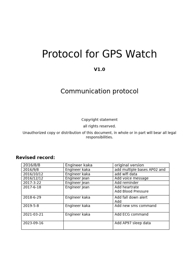 Gps Watch Protocol - 2023 | PDF | Transmission Control Protocol ...