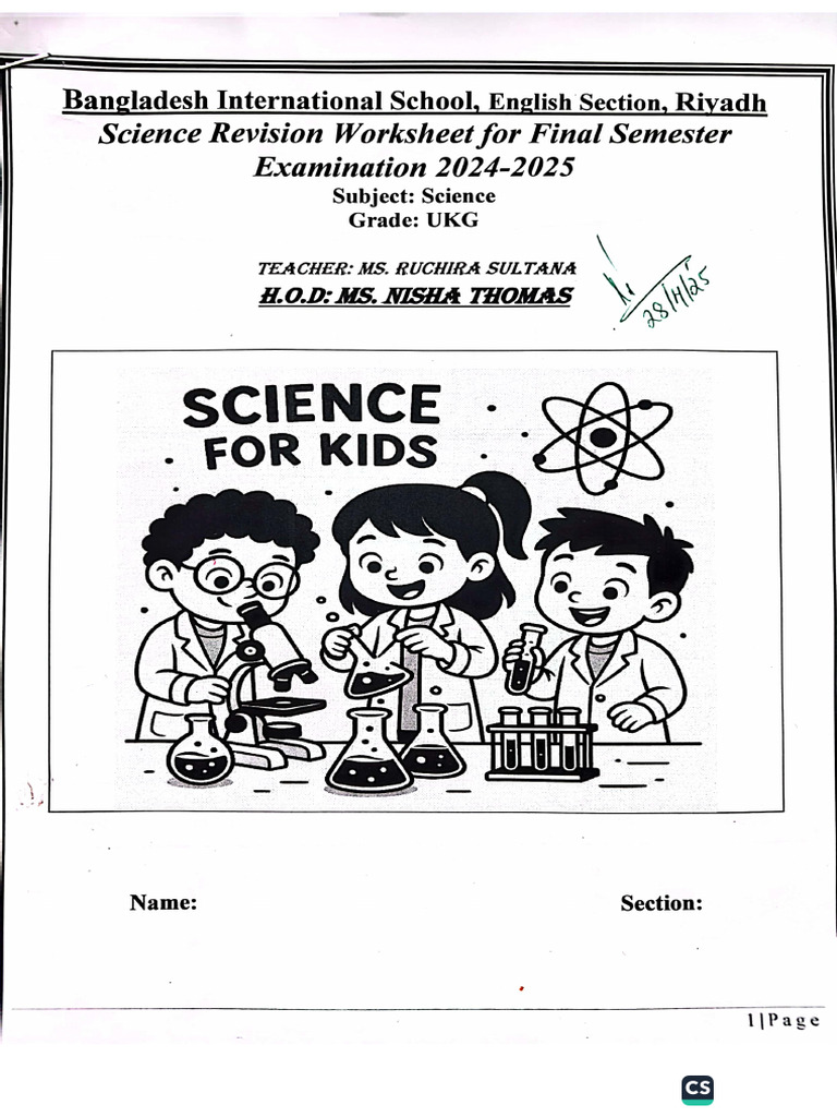 Science Revision Worksheet For The Final Term 2025 | PDF