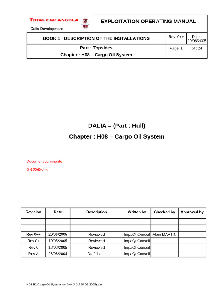 Chapter H08 - Cargo Oil System Rev 0++ (AJM 20-06-2005) | PDF | Pump | Oil Tanker