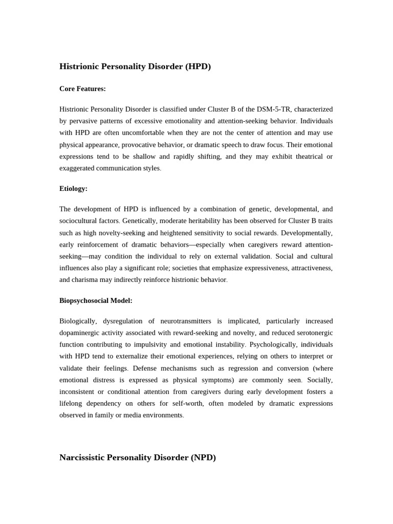 Histrionic Personality Disorder | PDF | Personality Disorder | Mental ...