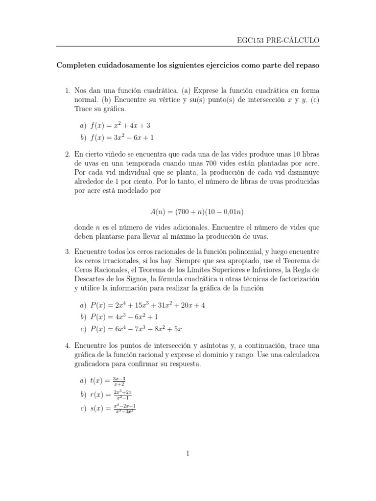 práctica_repaso_Unibe_Precalculo_2025_1 | PDF | Logaritmo | Análisis complejo