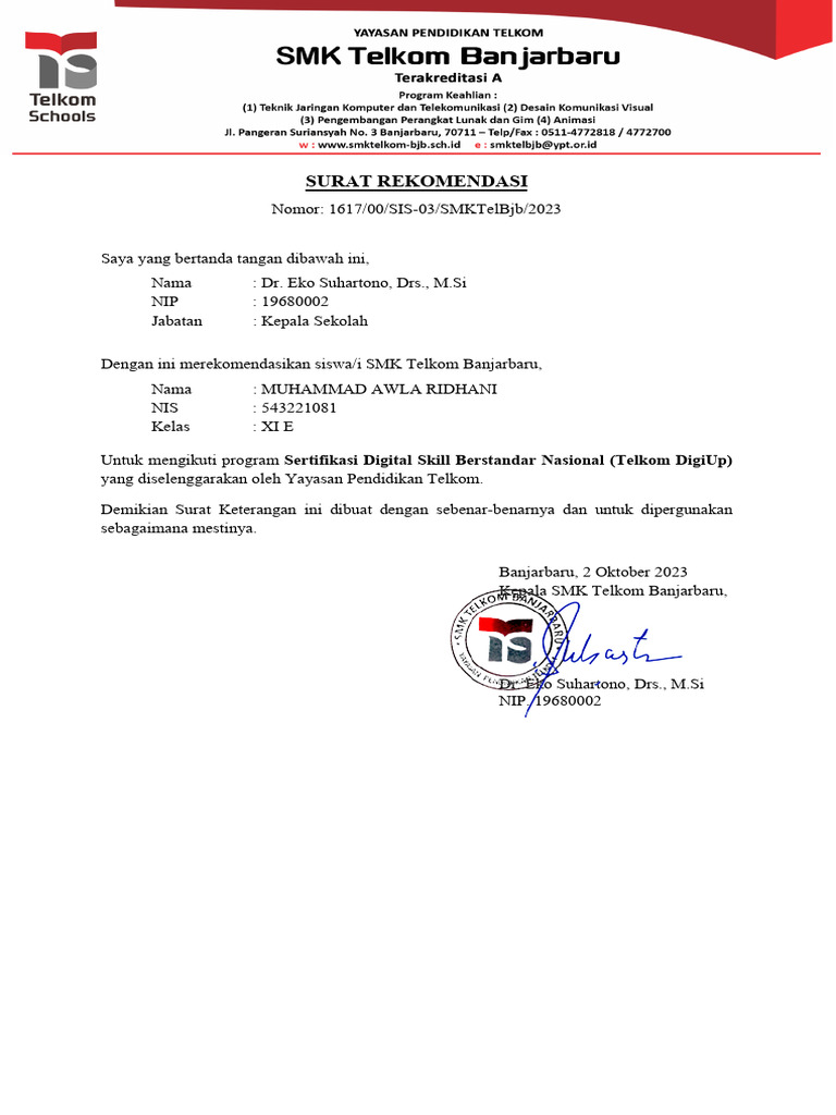 SURAT REKOMENDASI 317 | PDF