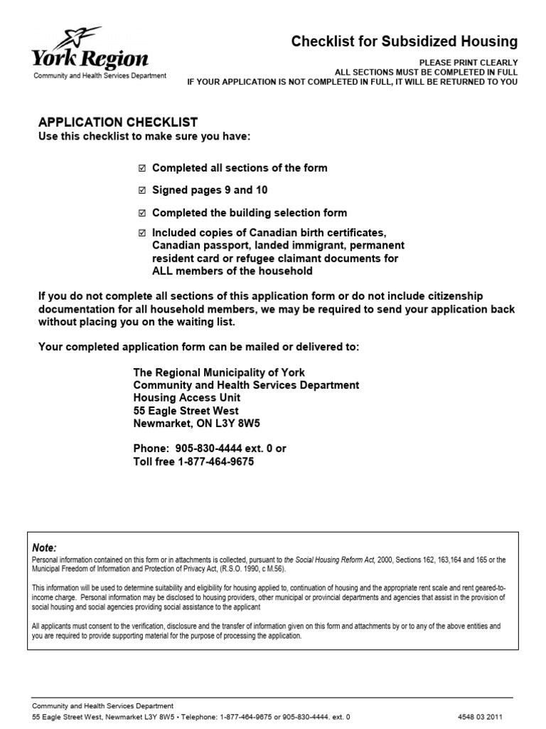 Subsidized Housing Checklist Accessible | PDF | Birth Certificate ...