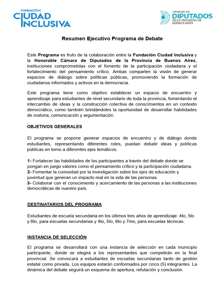 Programa de Debate para Estudiantes Secundarios | PDF