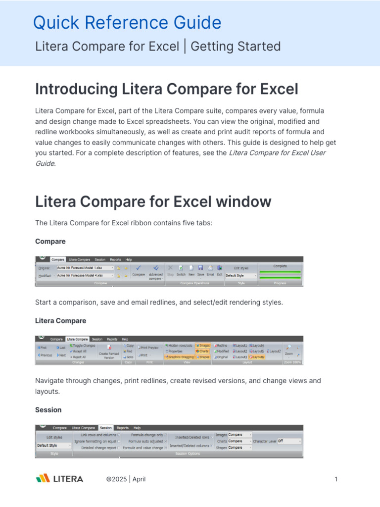 Litera Compare For Excel QRG | PDF | Microsoft Excel | Spreadsheet