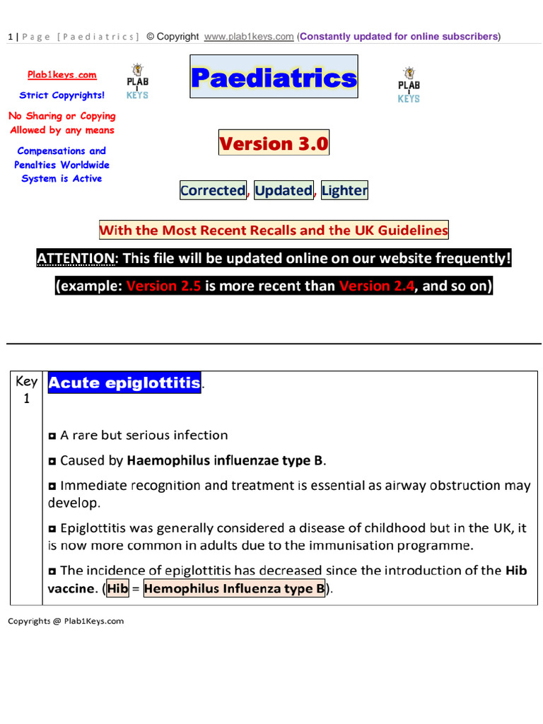 Paediatrics Plabkey v3.0 | PDF
