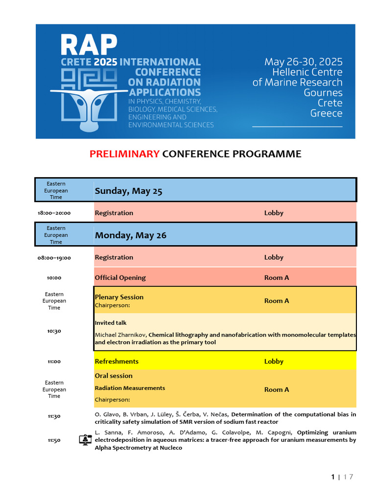 RAP 2025 Preliminary Programme Updated On May 9 | PDF | Dosimetry ...