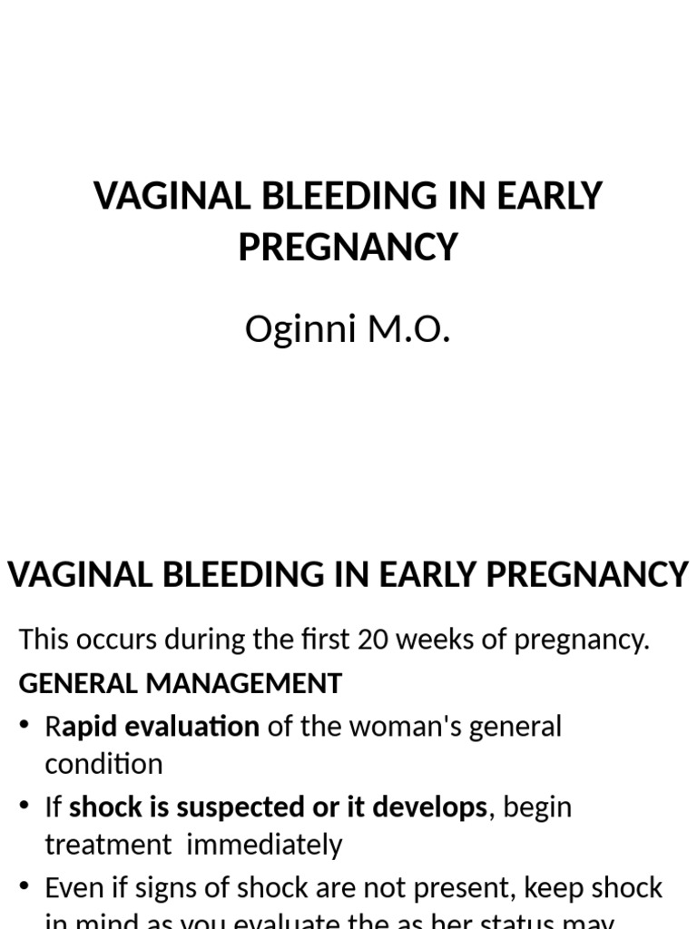 Early Pregnancy Vaginal Bleeding Guide | PDF | Miscarriage | Abortion