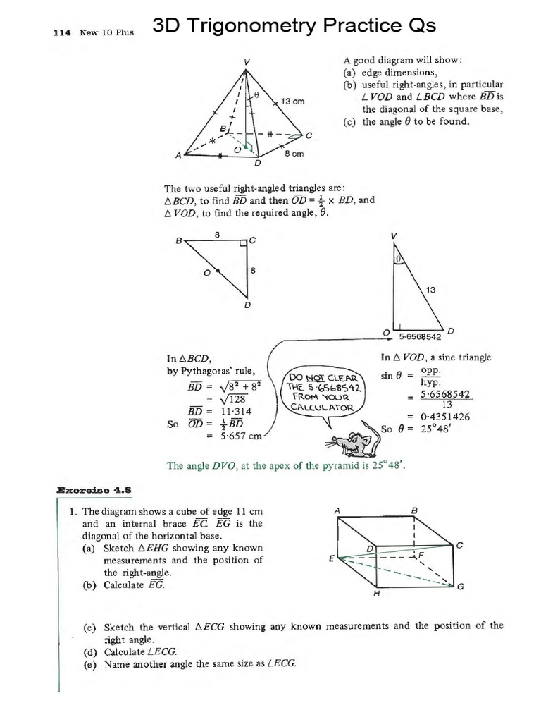 Year 9 Trigonometry Practice Qs | PDF | Geometric Shapes | Classical ...