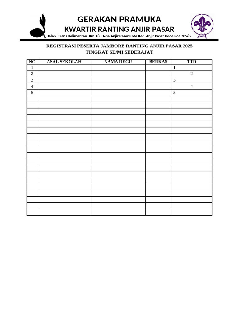 LEMBAR REGISTRASI JAMRAN | PDF