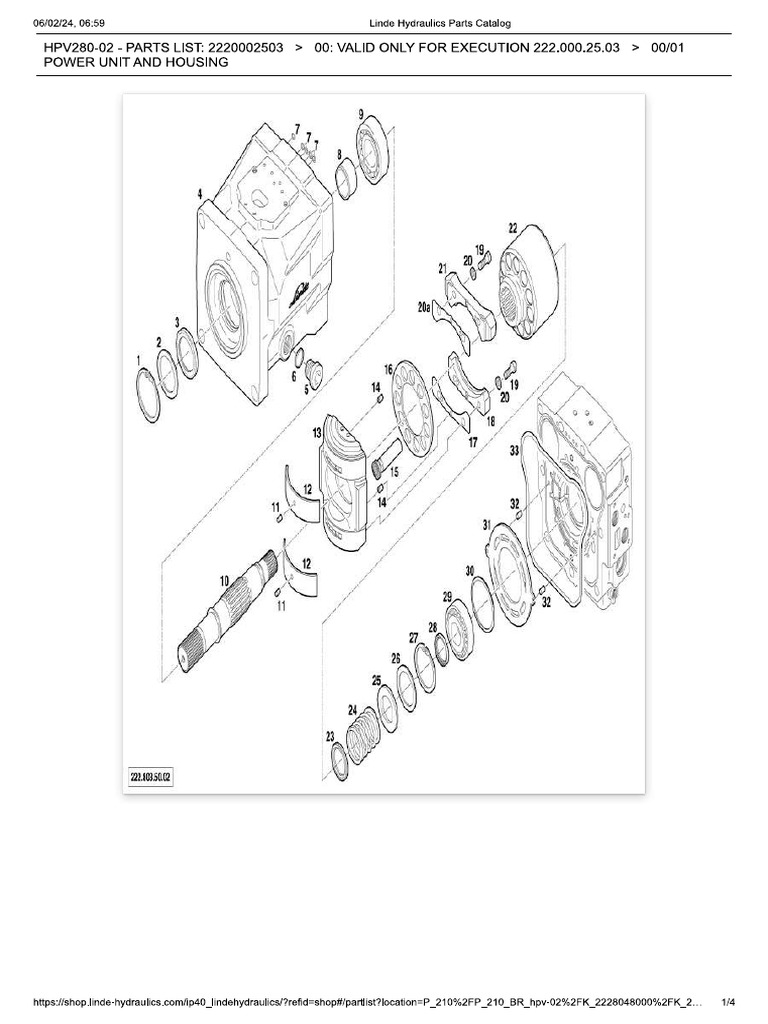 Linde Hydraulics Parts Catalog HPV280 - 02 | PDF
